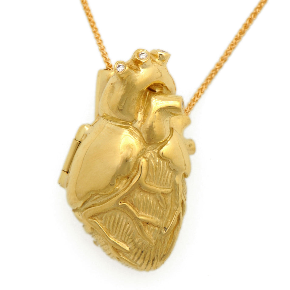 18ky Gold Anatomical Heart Locket - Peggy Skemp Jewelry