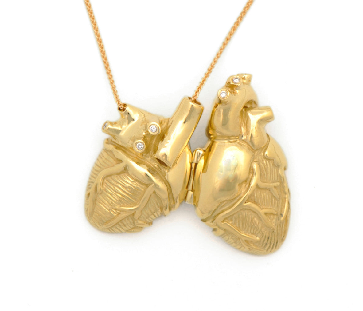 18ky Gold Anatomical Heart Locket - Peggy Skemp Jewelry