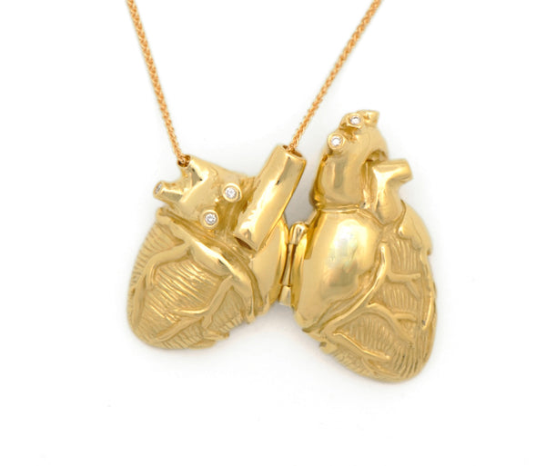 18ky Gold Anatomical Heart Locket - Peggy Skemp Jewelry